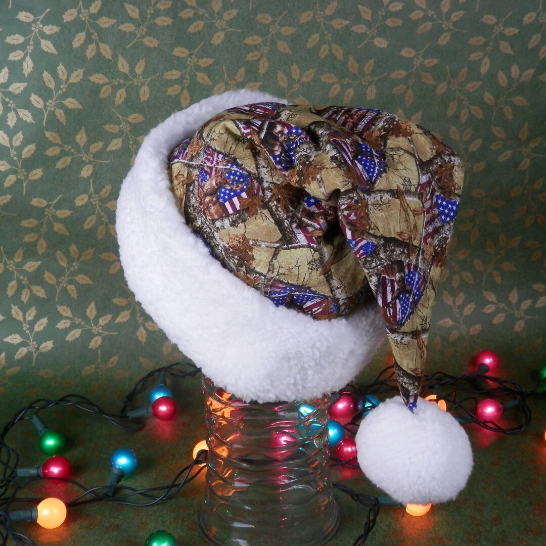 Camo Santa Hat for Outdoorsman, Brown and Tan Tree Camo Santa Hat ...