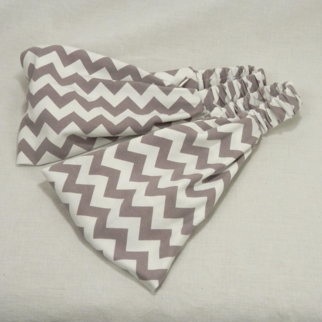 Wide Knit Headband: Gray & White Chevron Cotton Jersey Head Wrap - Etsy