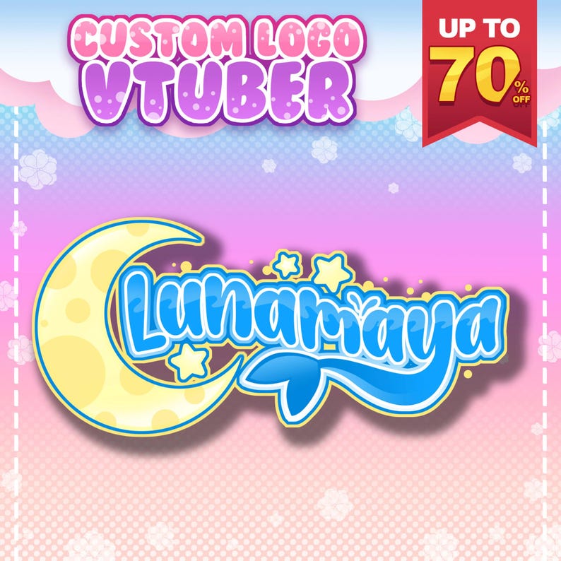 Custom Vtuber Logo, Custom Logo, Logo Design, Cute Logo, Kawaii, Kawaii ...