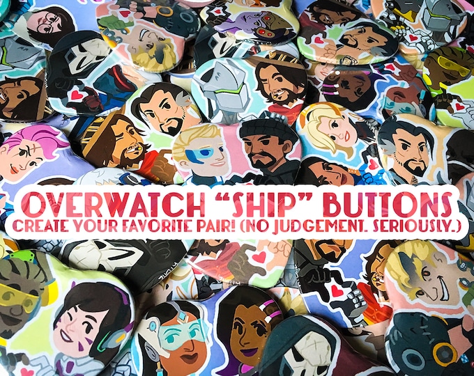 Overwatch Heart Ship Buttons | Flat Rate Shipping! - Etsy
