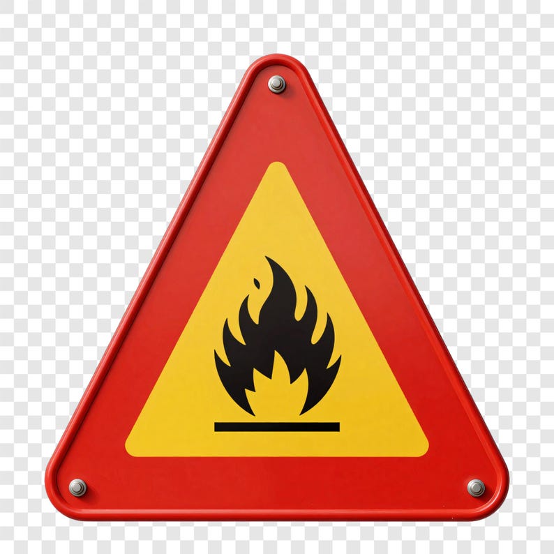 10 PNG Fire Warning Clipart, Hazard Sign Images, Transparent Background ...