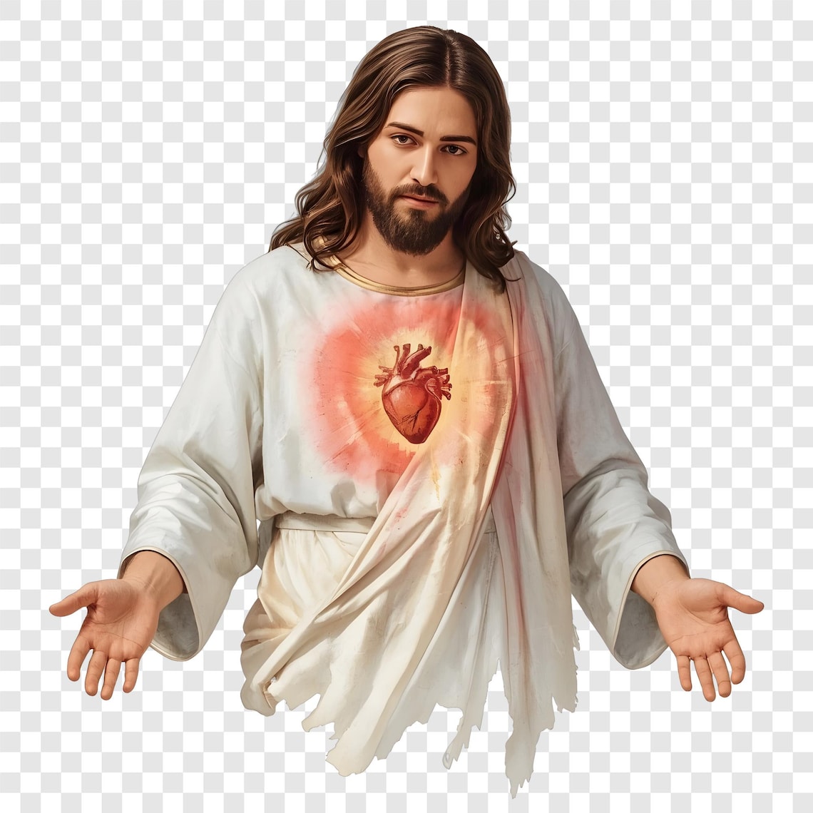 10 PNG Jesus Sacred Heart Clipart, Jesus Holds Heart Images ...
