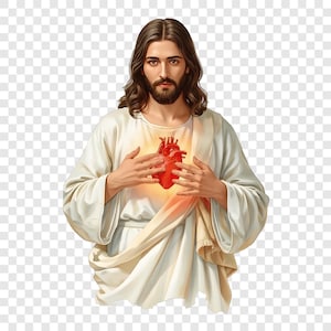 10 PNG Jesus Sacred Heart Clipart, Jesus Holds Heart Images ...