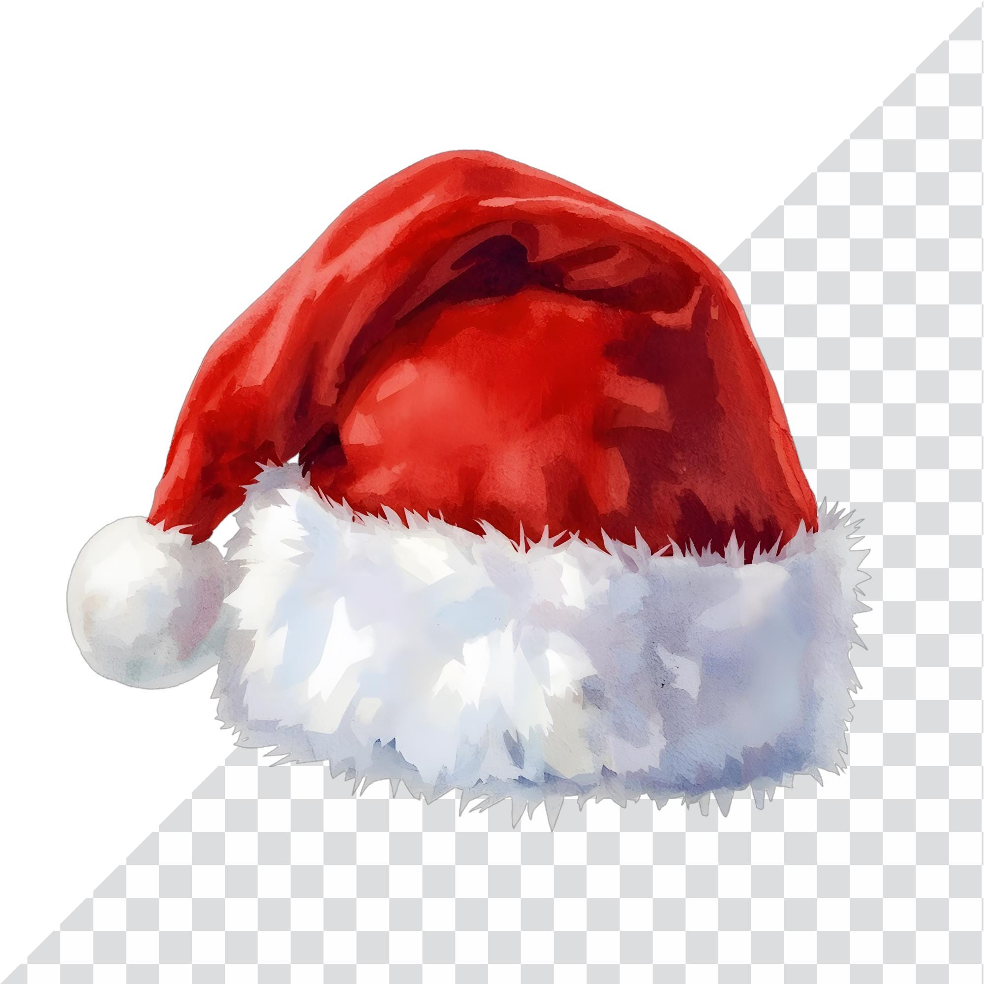 Santa Hat Clipart, Christmas Holiday Images, 10 PNG Transparent ...