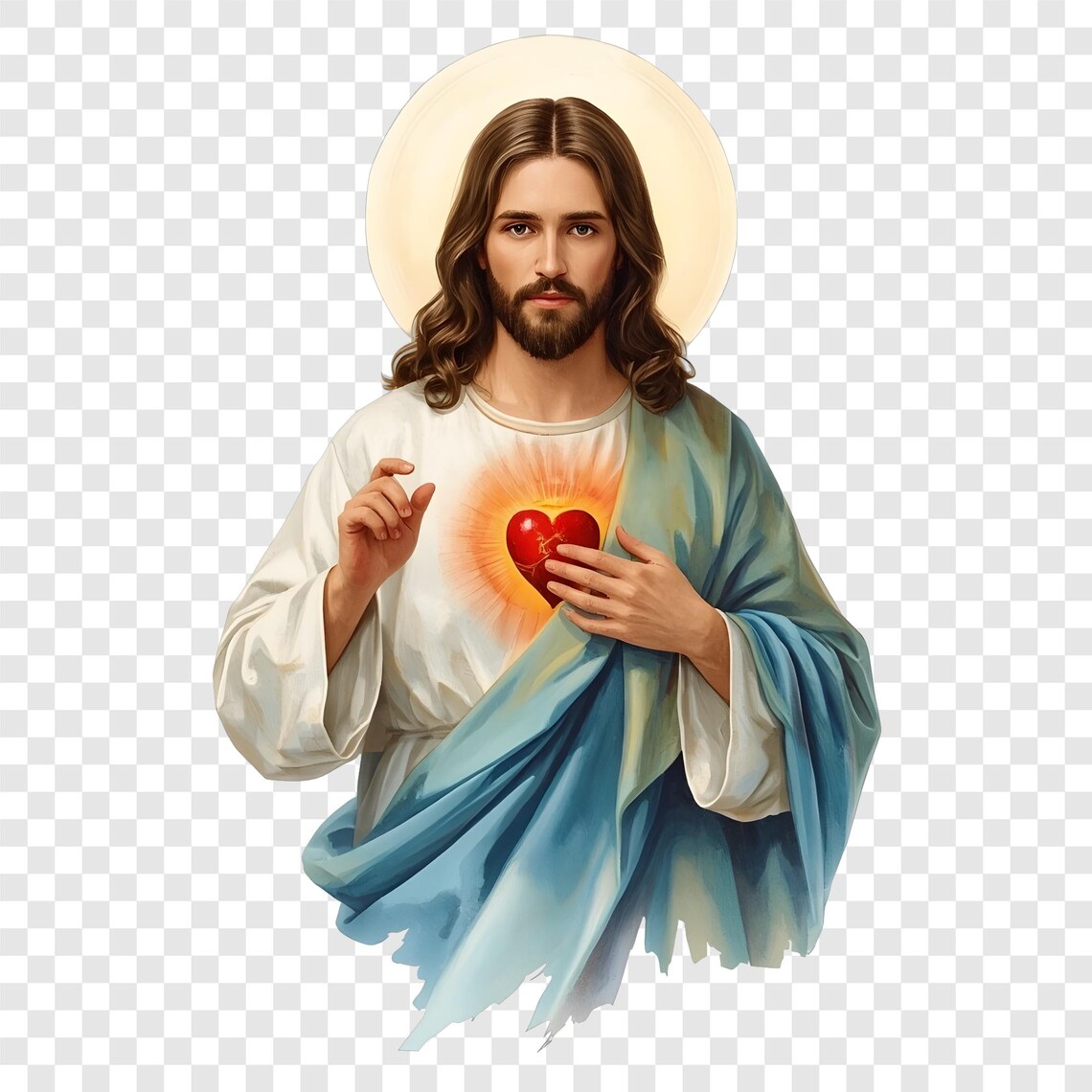 10 PNG Jesus Sacred Heart Clipart, Jesus Holds Heart Images ...