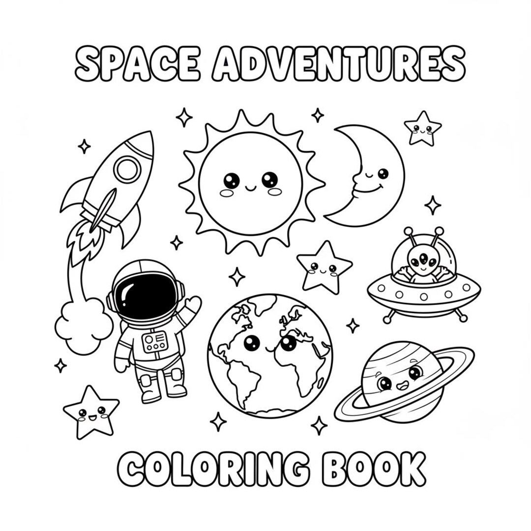 Space Coloring Book for Kids | Planets, Rockets, Astronauts (PDF) - Etsy
