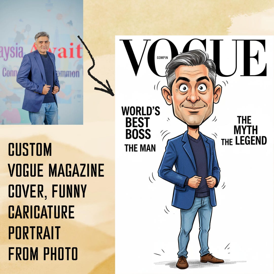 Custom VOGUE Magazine Cover, Funny Caricature Portrait From Photo ...