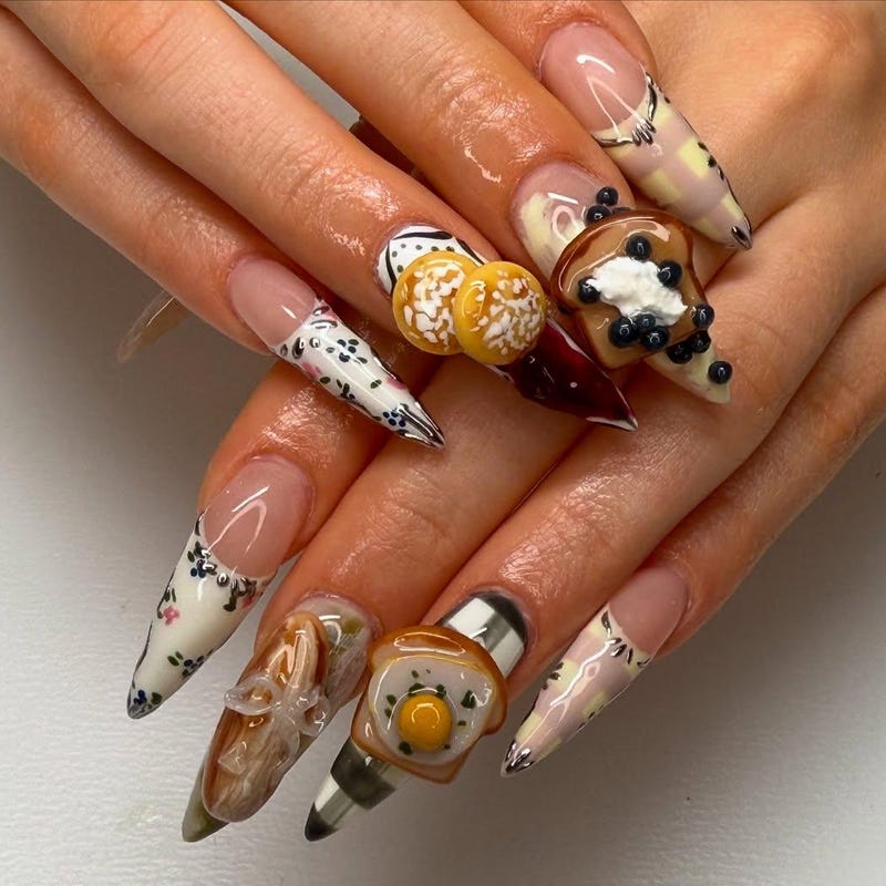 Breakfast Press on Nail - Etsy
