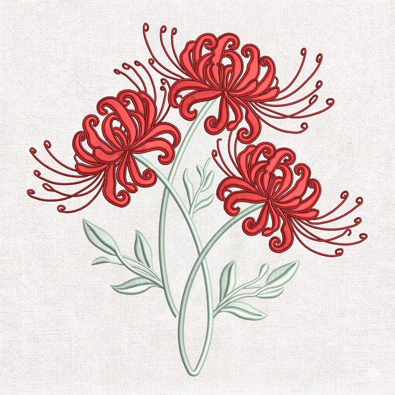 Red Spider Lily Embroidery Design, Gothic Floral Machine File ...