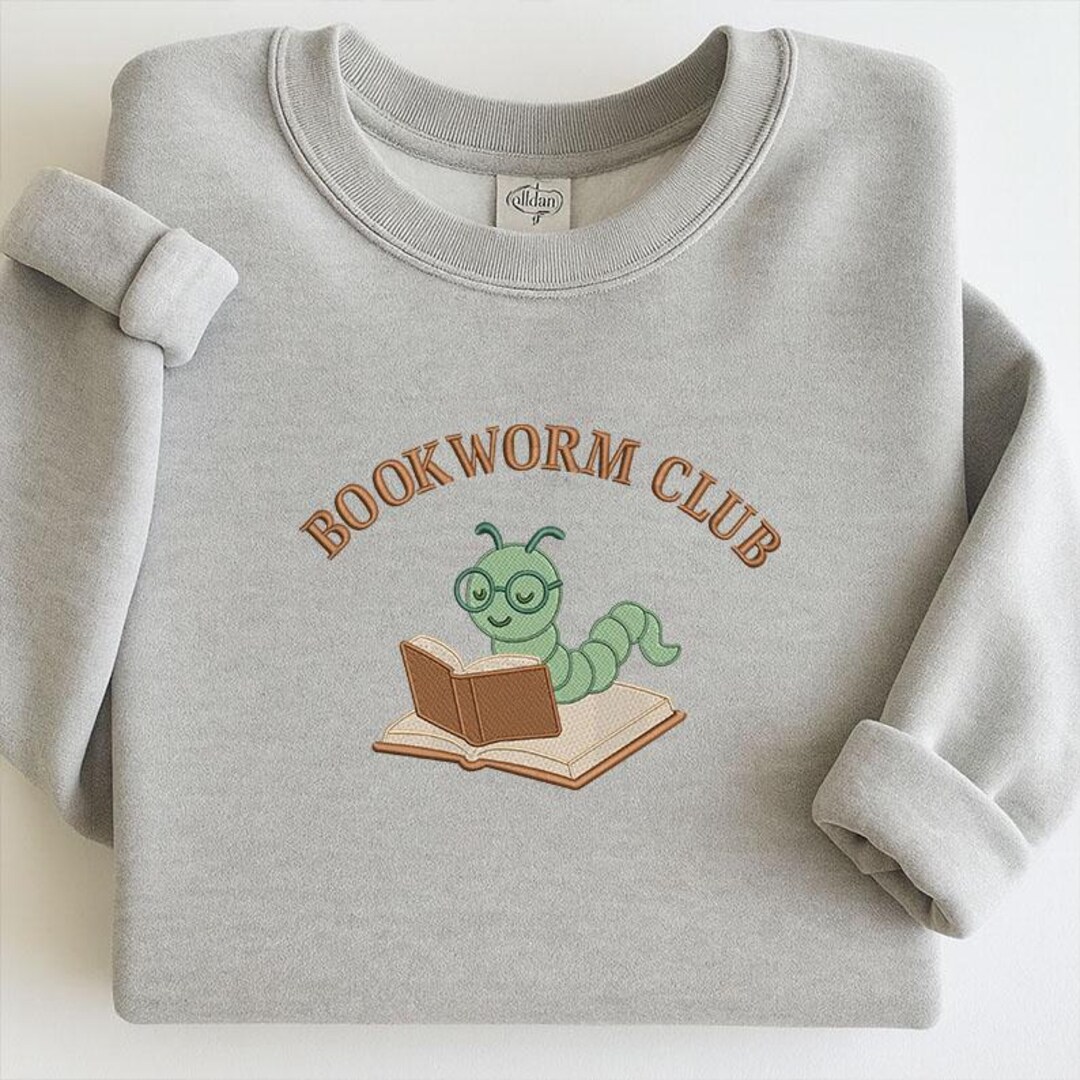 Book Worm Embroidery Design, Reading Club Machine Embroidery File, Cute ...