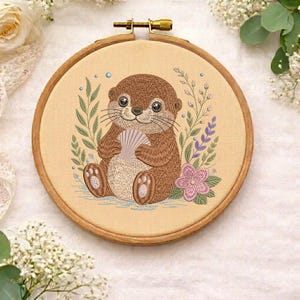 Sea Otter Embroidery Design, Woodland Animal Machine File (instant ...