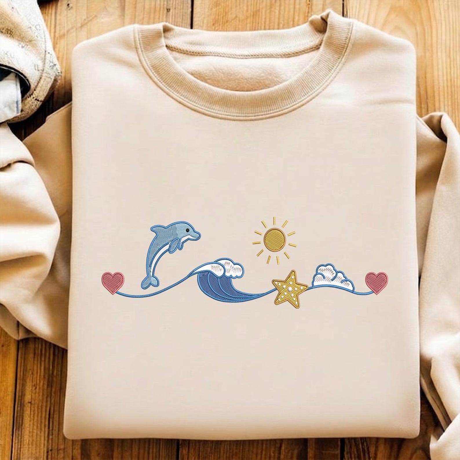 Dolphin Wave Embroidery Design, Summer Beach Machine File, Starfish Sun ...