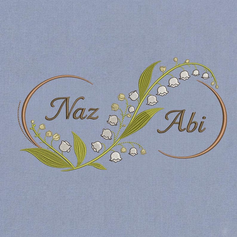 Lily of the Valley Infinity Embroidery Design, Personalized Floral ...