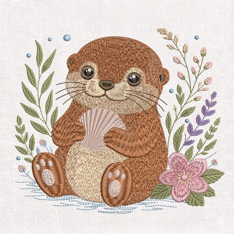 Sea Otter Embroidery Design, Woodland Animal Machine File (instant ...
