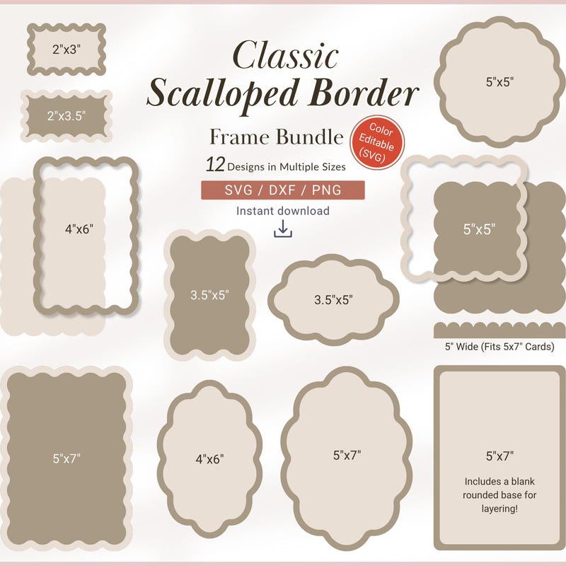 Scalloped Border Frame - Etsy