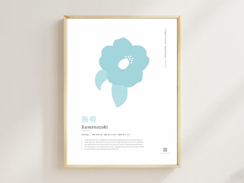 Pale Indigo Kamenozoki Japandi Wall Art | Japanese Color Wabi Sabi ...
