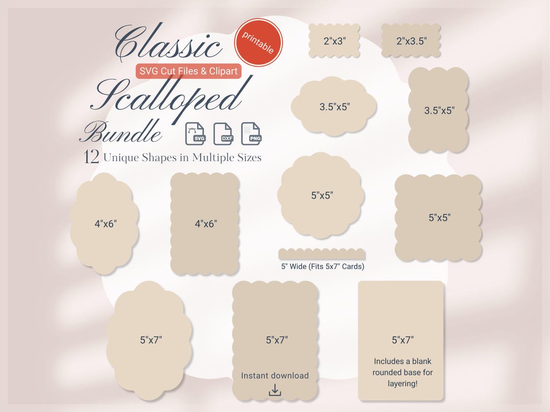 Classic Scalloped Edge Frame and Border SVG: DXF Cut Files & Layering ...