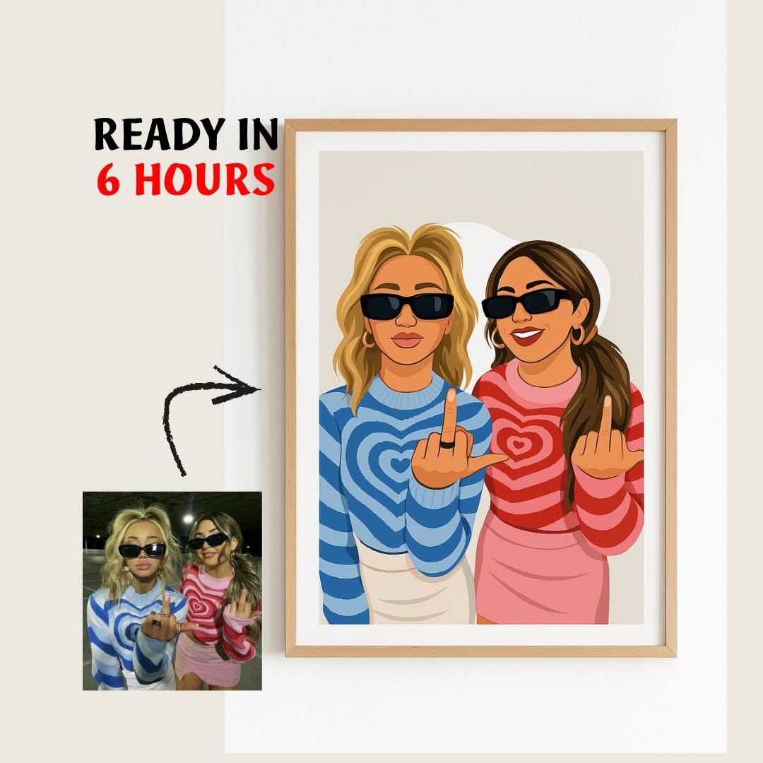 Custom Gen Z Cartoon Print | Personalized Funny Sister Gift | Trendy ...