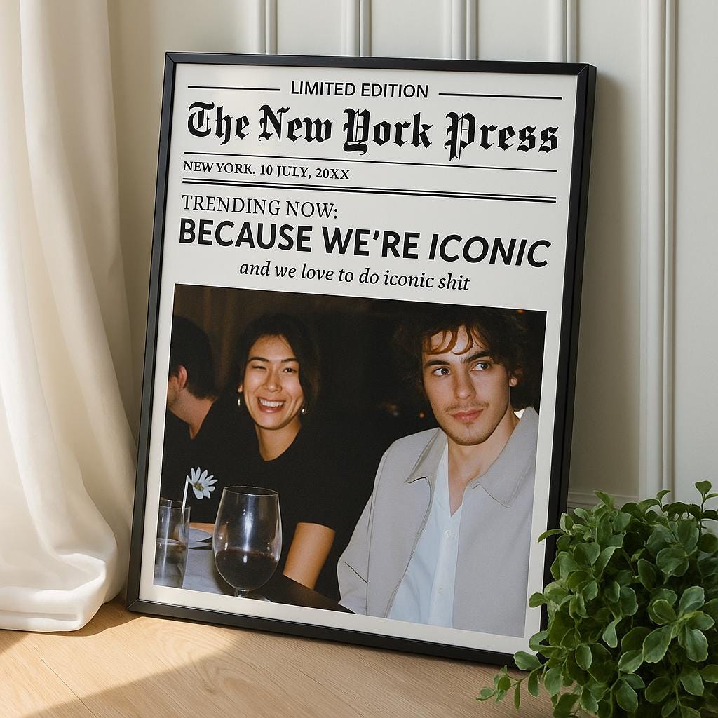 Because We're Iconic Print | Custom Photo Newspaper Cover ...