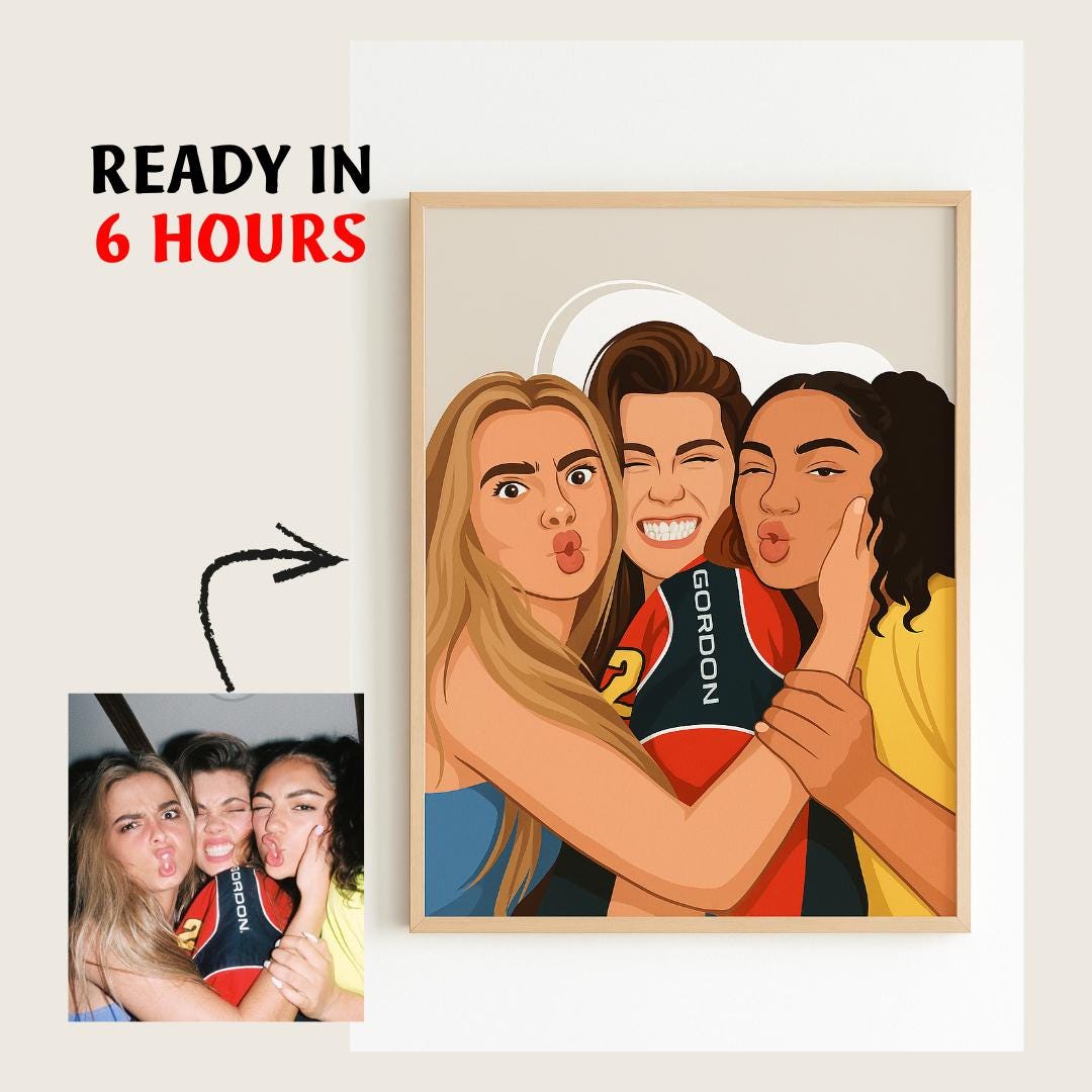 Custom Squad Goals Portrait | Group Illustration From Photo ...