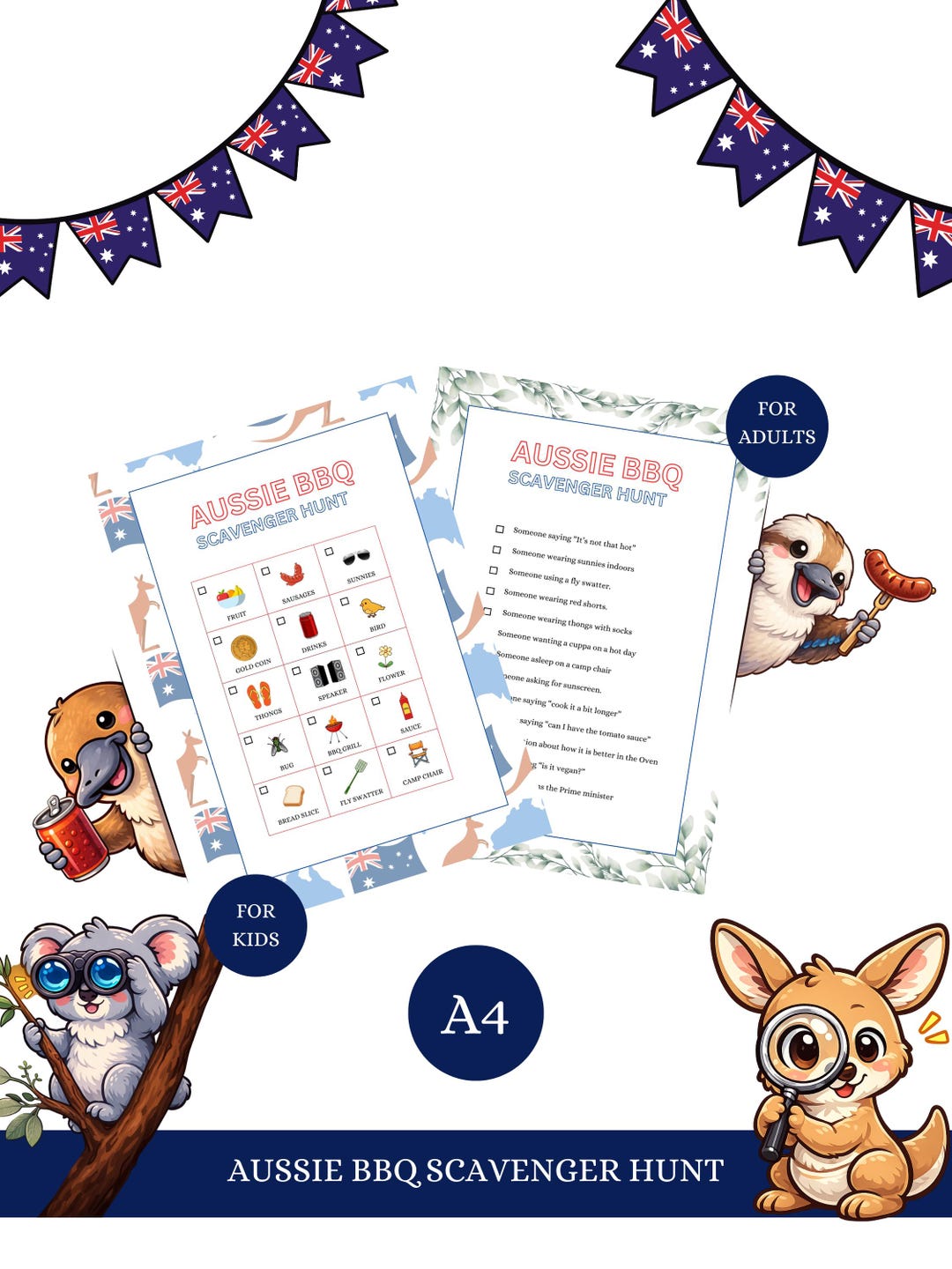 Aussie BBQ Scavenger Hunt Printable | Australia Day Party Game | Kids ...