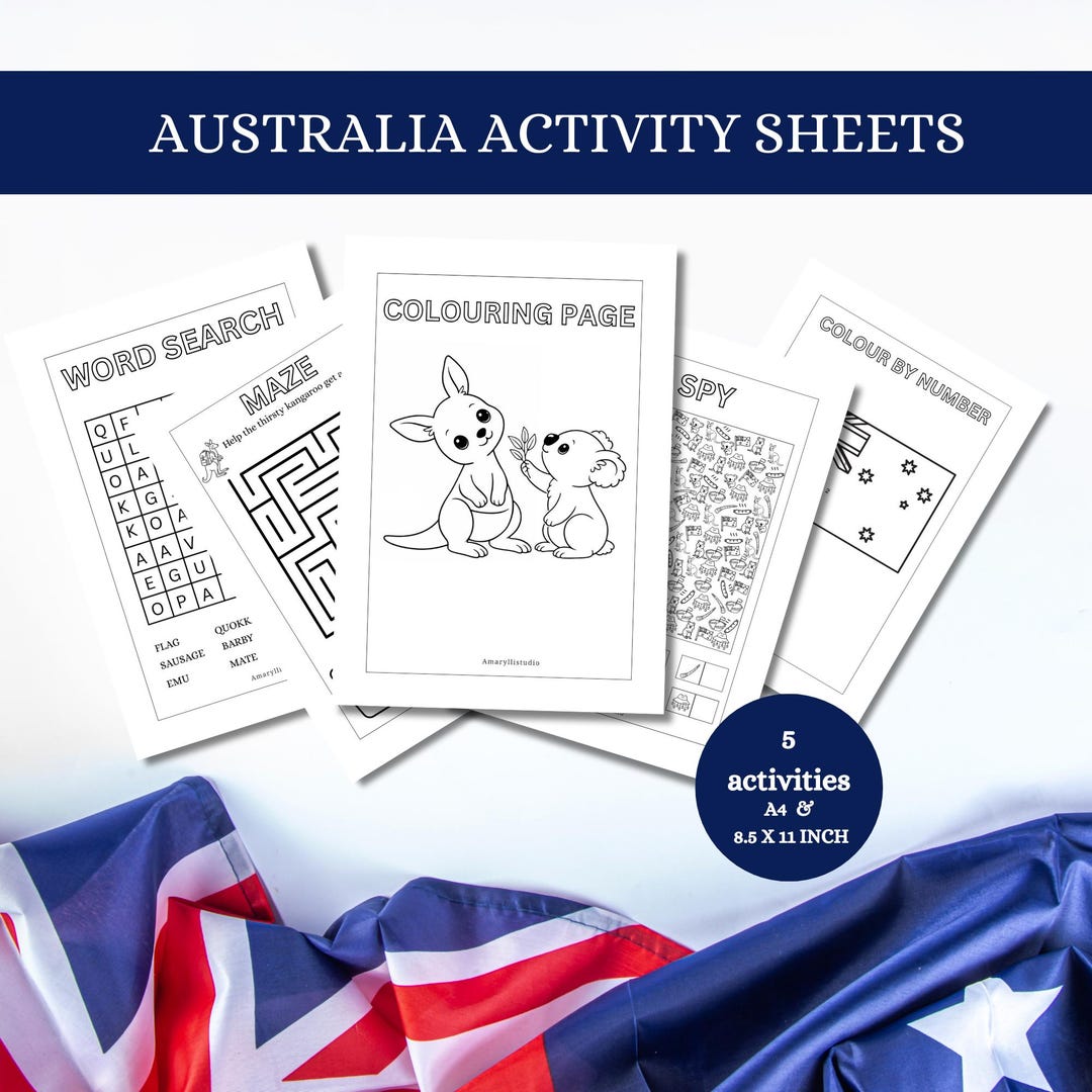 Australia Day Activity Pack | Aussie Games, Coloring (PDF Download A4 ...