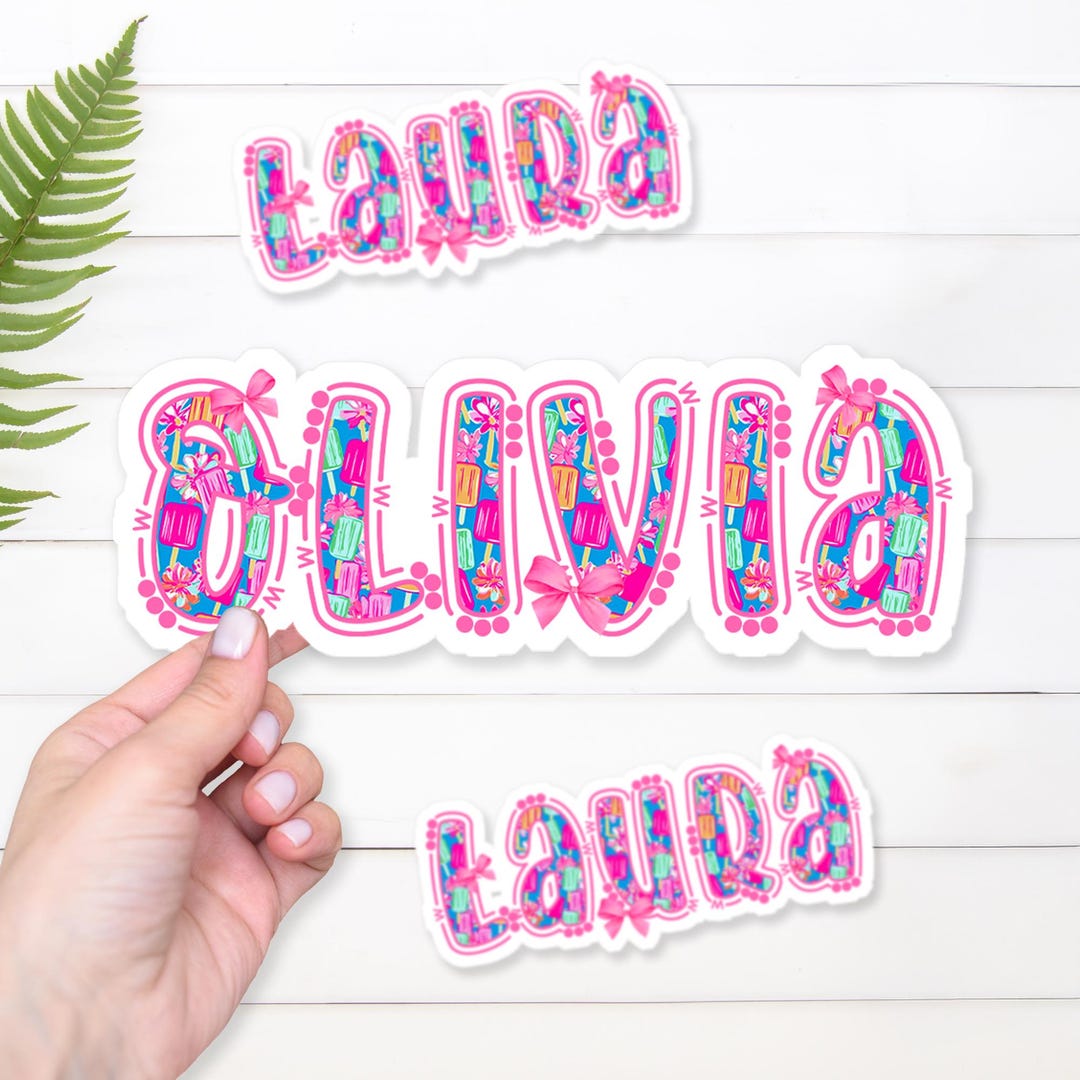 Custom Vinyl Name Sticker | Retro Waterproof Decal - Etsy