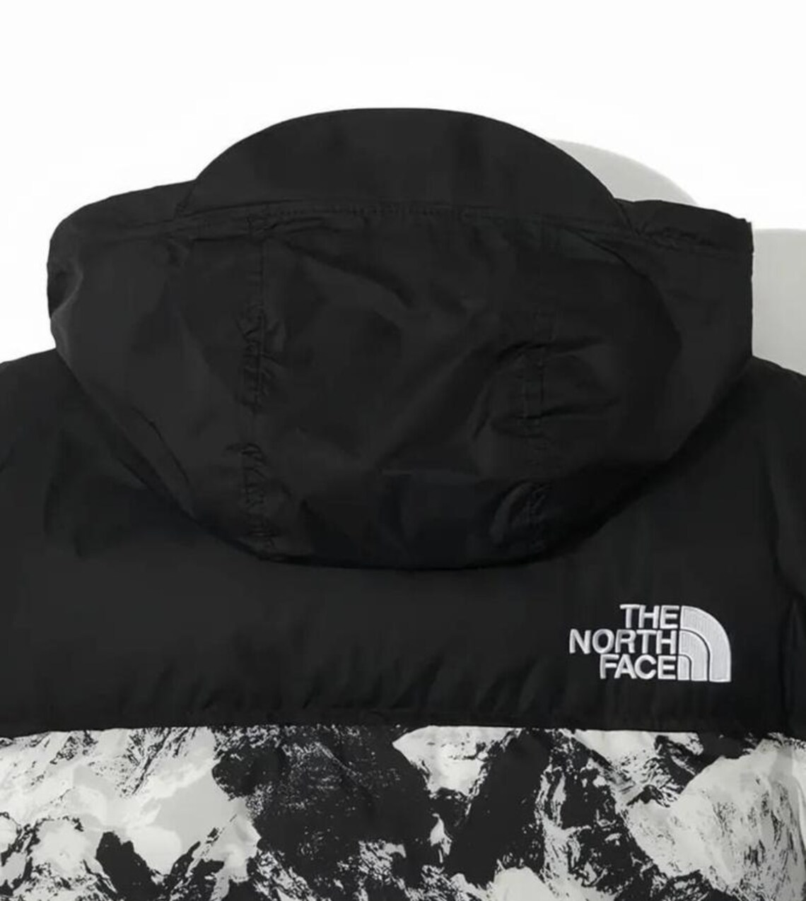 North Face Mountain Print Puffer Jacket Two Face Black Unique North ...