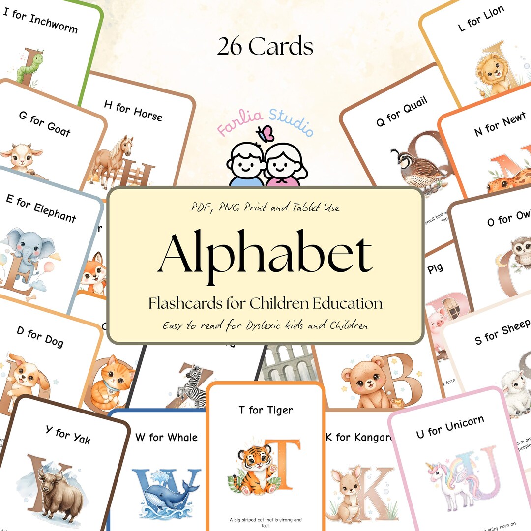 Watercolor Animal Alphabet Flashcards: Kids Learning (digital Download ...
