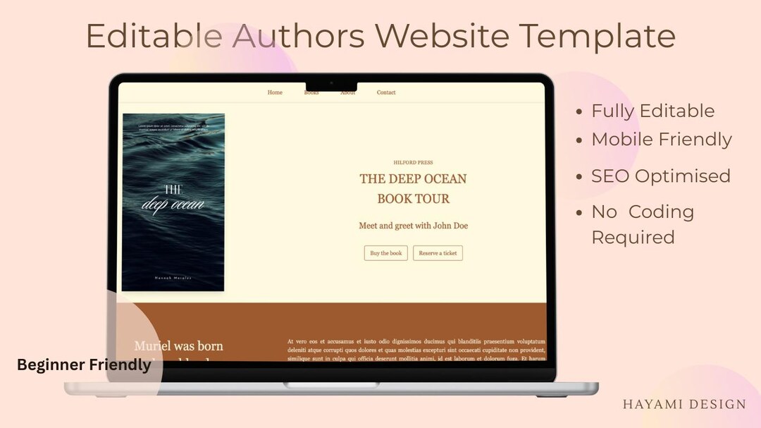 Editable Author Website Template - Etsy