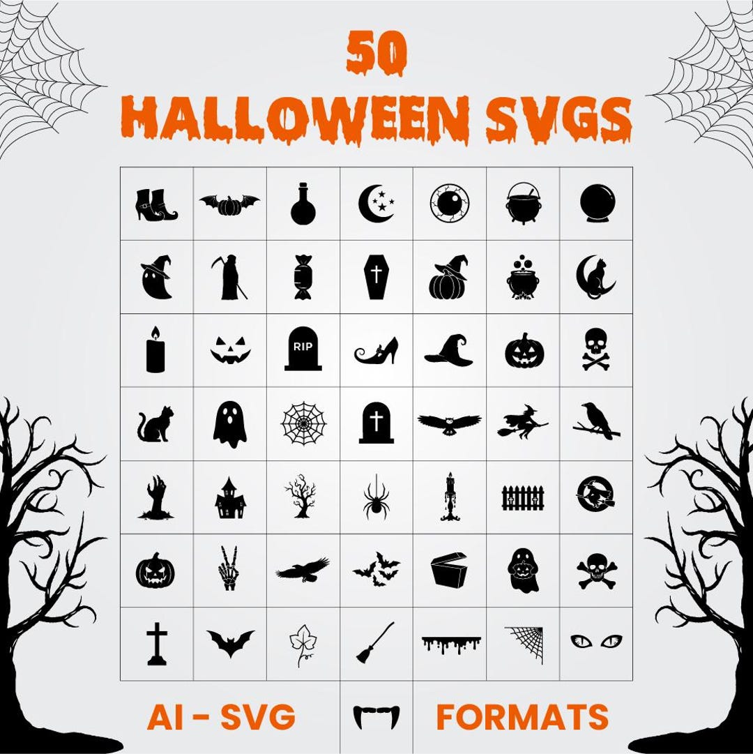 50 Halloween Character SVG Bundle | Spooky Cut Files (digital Download ...