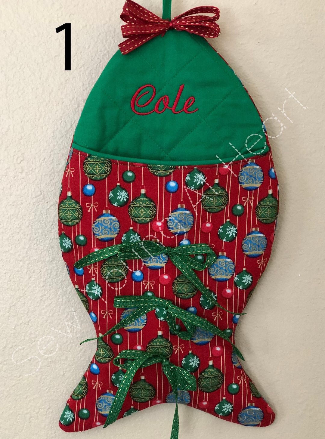 Fish Shaped Christmas Stocking, Personalized, FREE SHIPPING - Etsy
