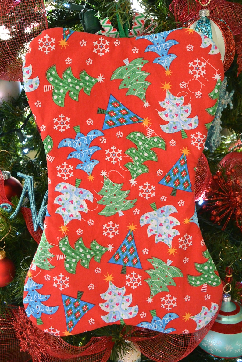 Bone Shaped Christmas Stocking Personalized Christmas Trees - Etsy