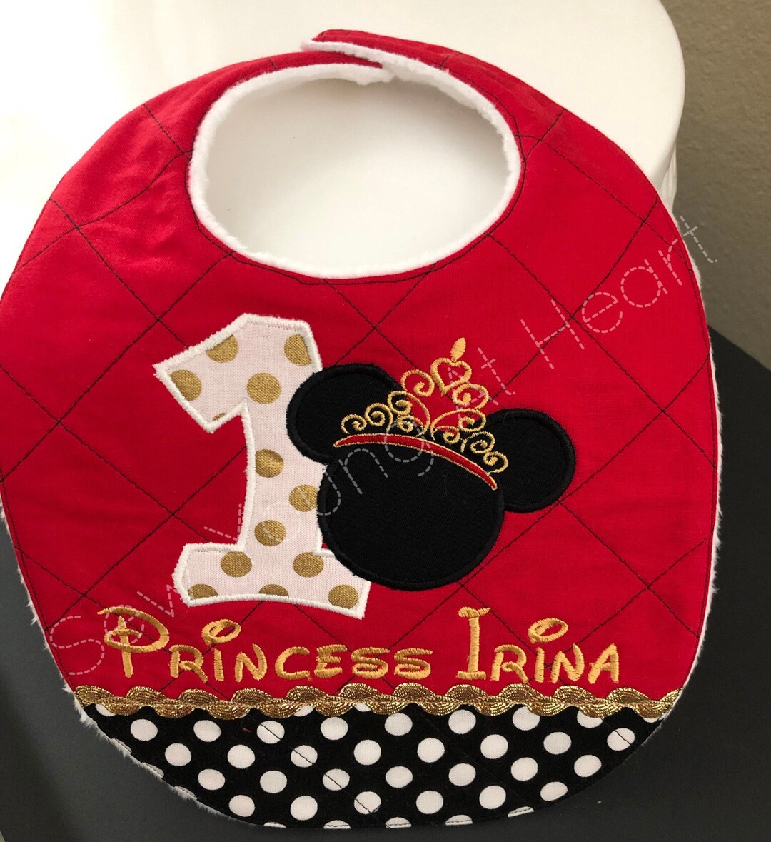 Minnie Mouse Birthday Princess Bib, Red, Personalized - Etsy