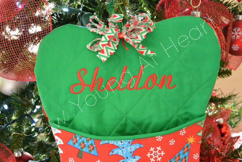 Bone Shaped Christmas Stocking Personalized Christmas Trees - Etsy