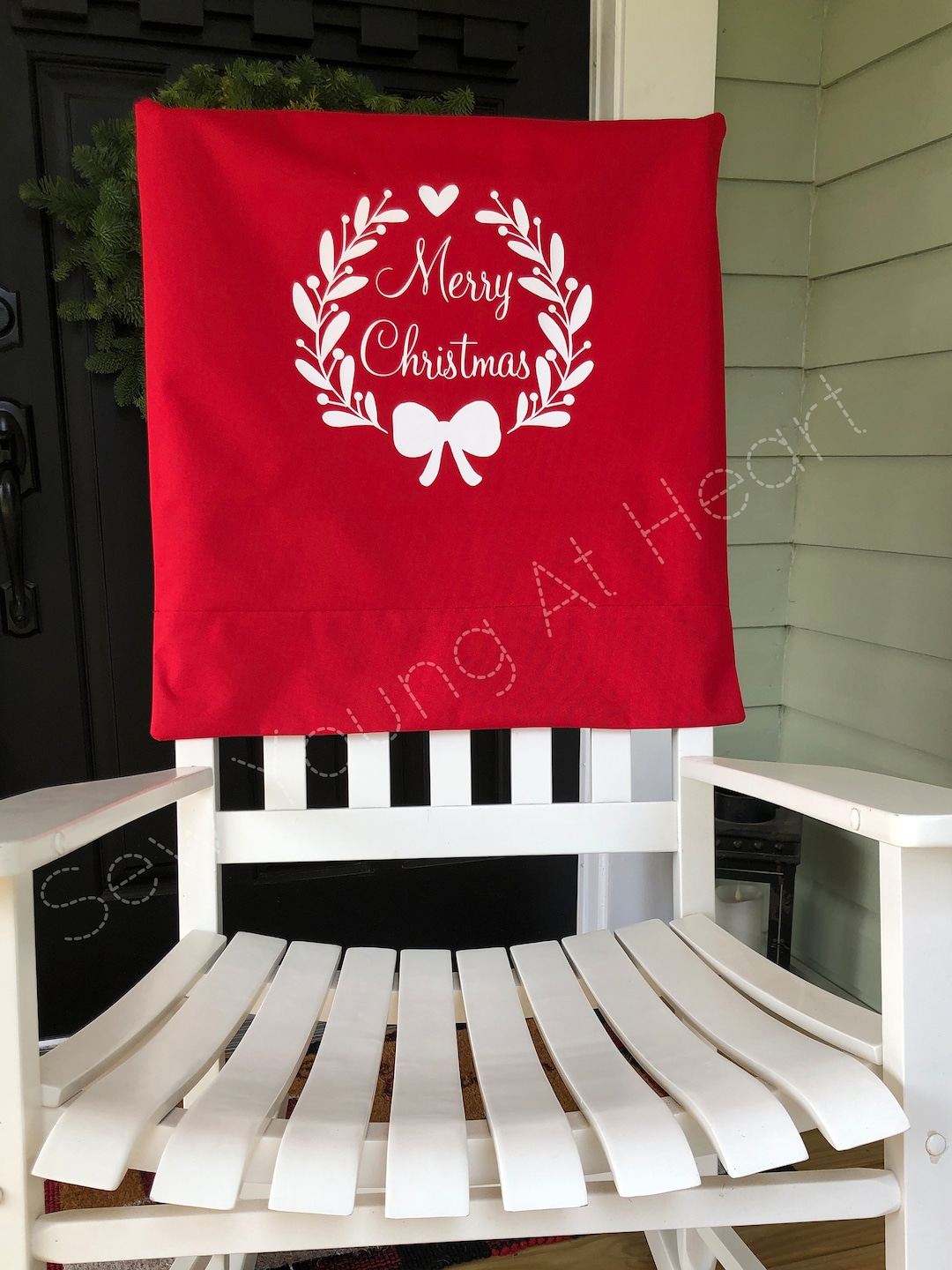 Decorative Porch Rocker Back Cover, Rocking Chair Cover, Christmas ...