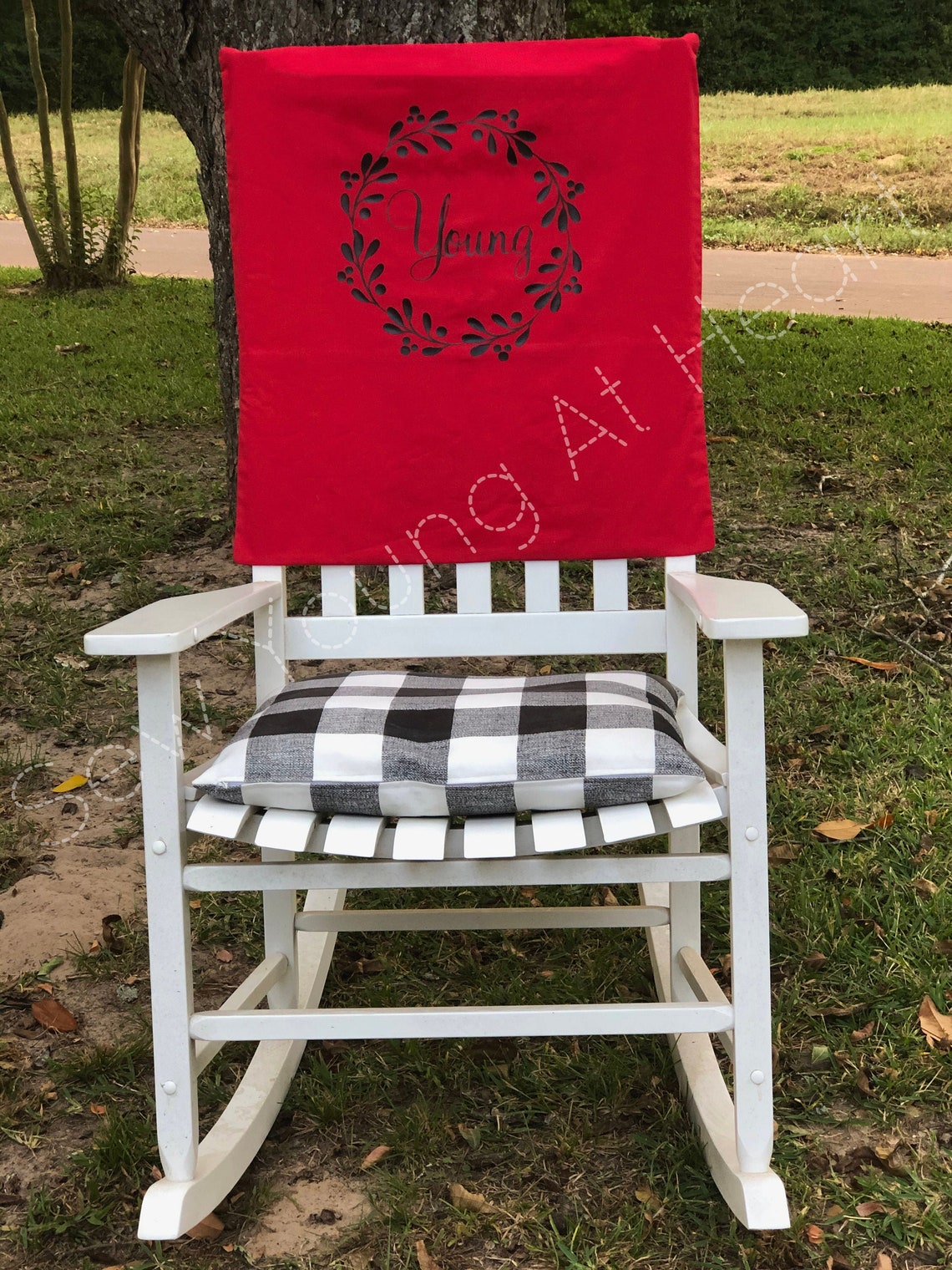 Decorative Porch Rocker Back Cover, Rocking Chair Cover, Christmas ...