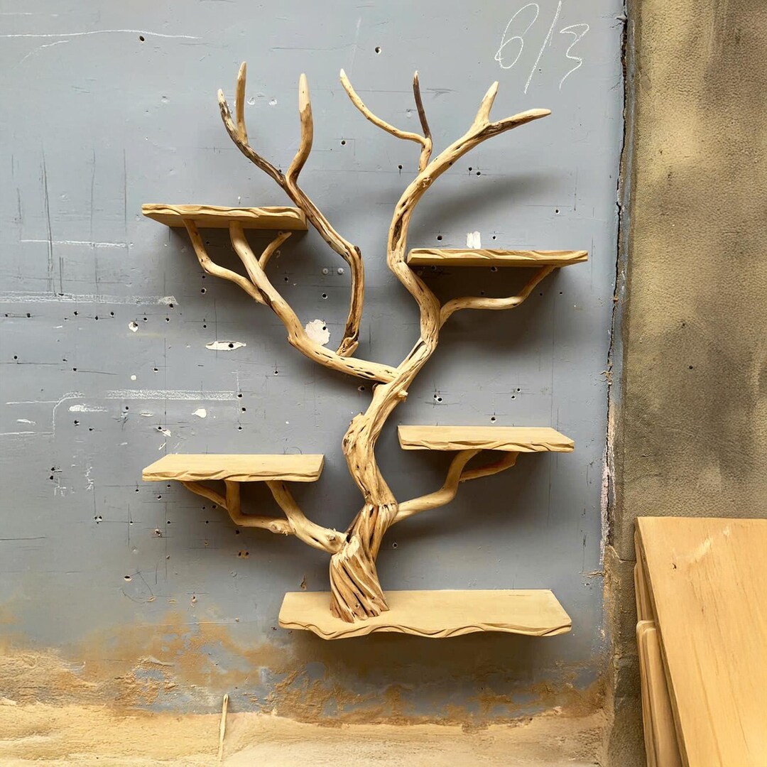 Tree Branch Book Shelf Wall Mount Bookshelf Handmade Sculpture ...