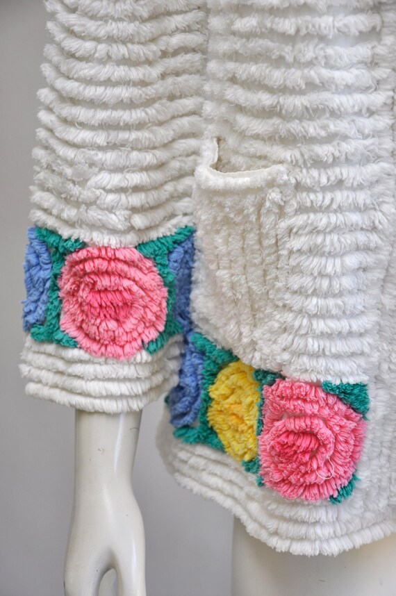 vintage 1930s white chenille jacket w/ pockets and co… - Gem