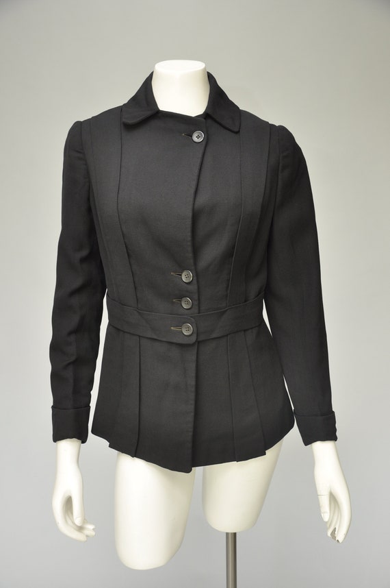 Antique Edwardian Jacket 1900s Black Satin w/Ribbon E… - Gem