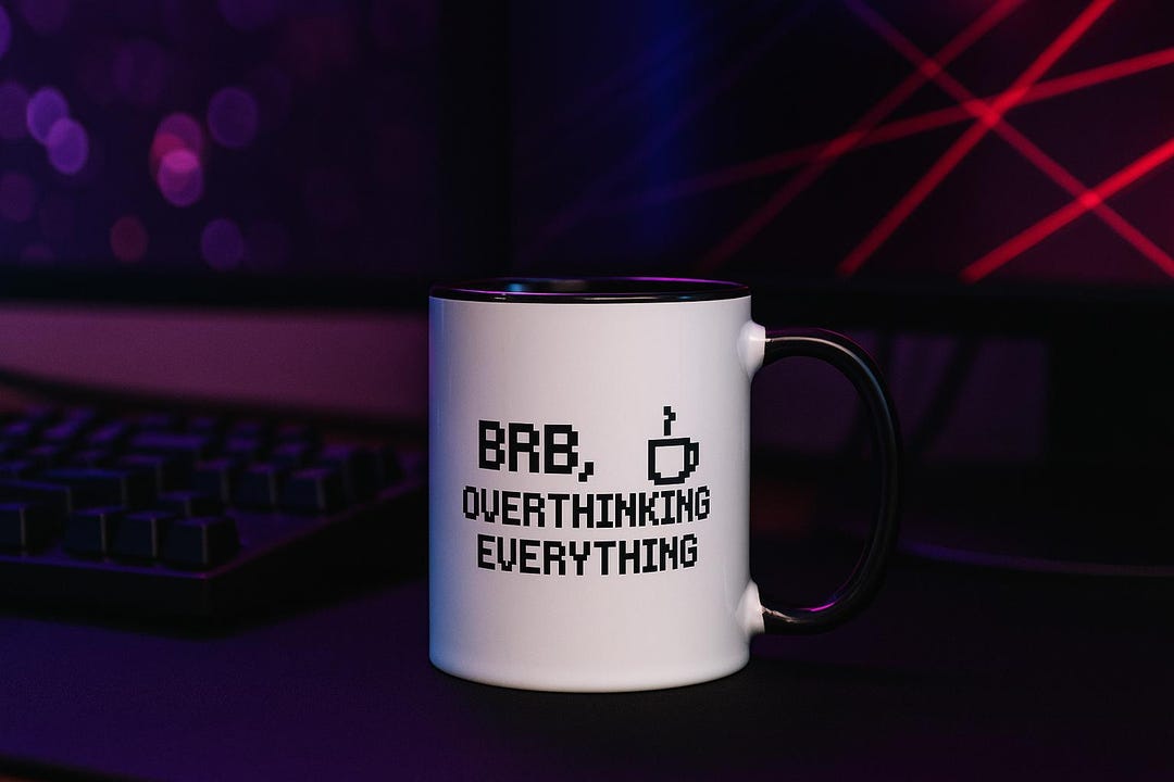 BRB Overthinking Everything Pixel Art Mug – Funny Geeky Coffee Cup ...