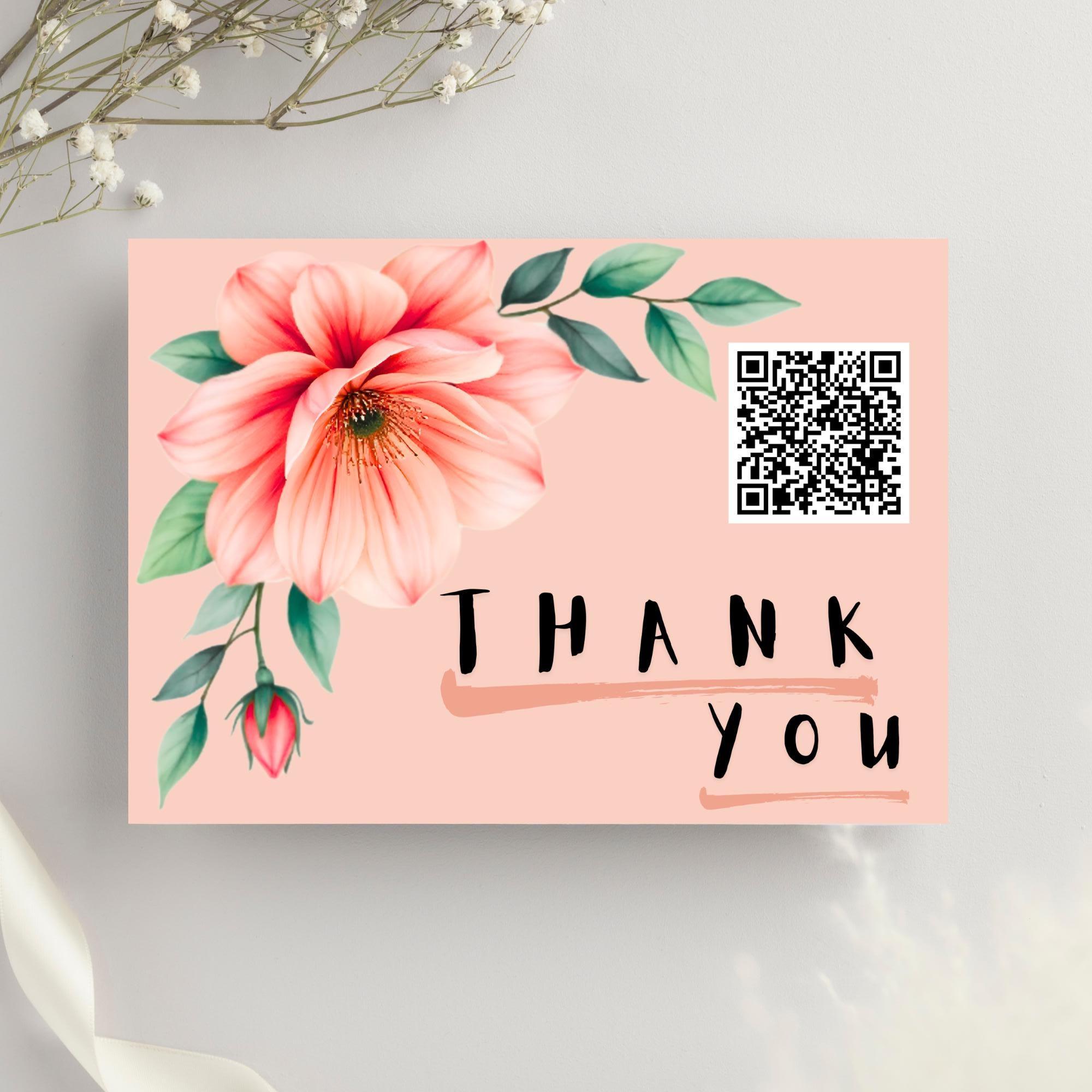 PRINTABLE Thank You Card for Small Business – Floral QR Code Insert ...