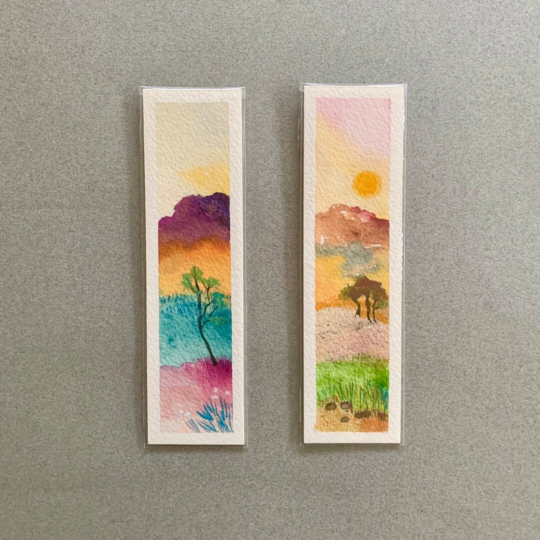 Two Original Watercolour Hand Painted Bookmarks, Desert - Etsy