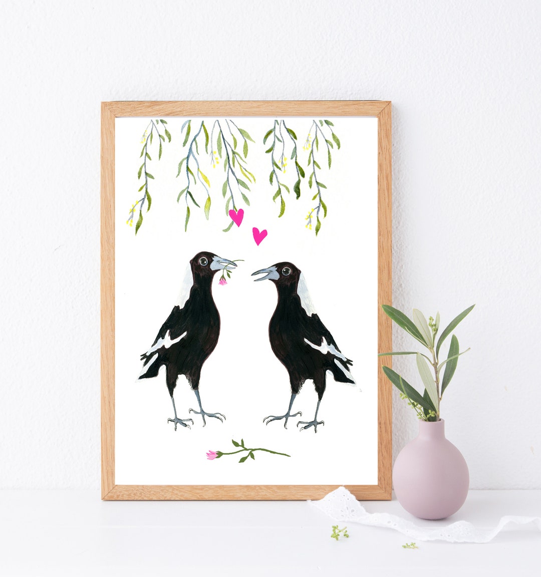 Magpies in Love, Australian Bird Art for Valentines Day Gift - Etsy