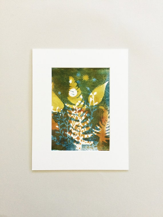 Original Monoprint Painting Ferns and Leaves - Etsy