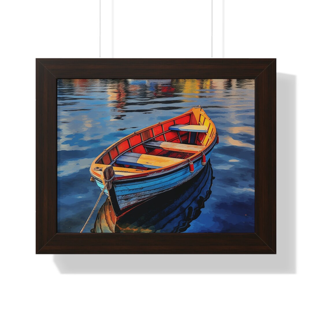 Dingy on Water Digital Art File | Coastal Print High Resolution ...