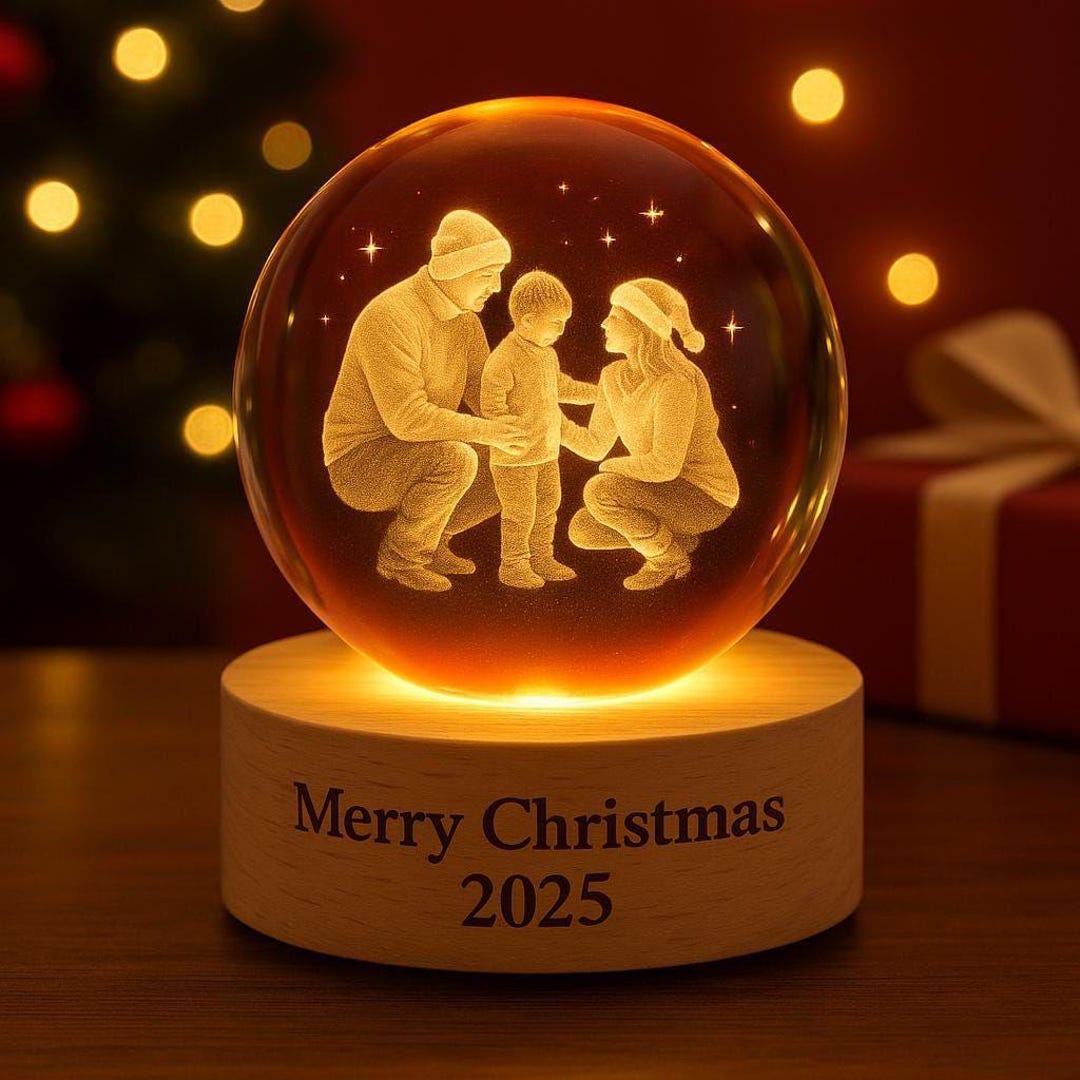 3D Globe Crystal Photo Keepsake | Custom Laser Engraved Portrait With ...