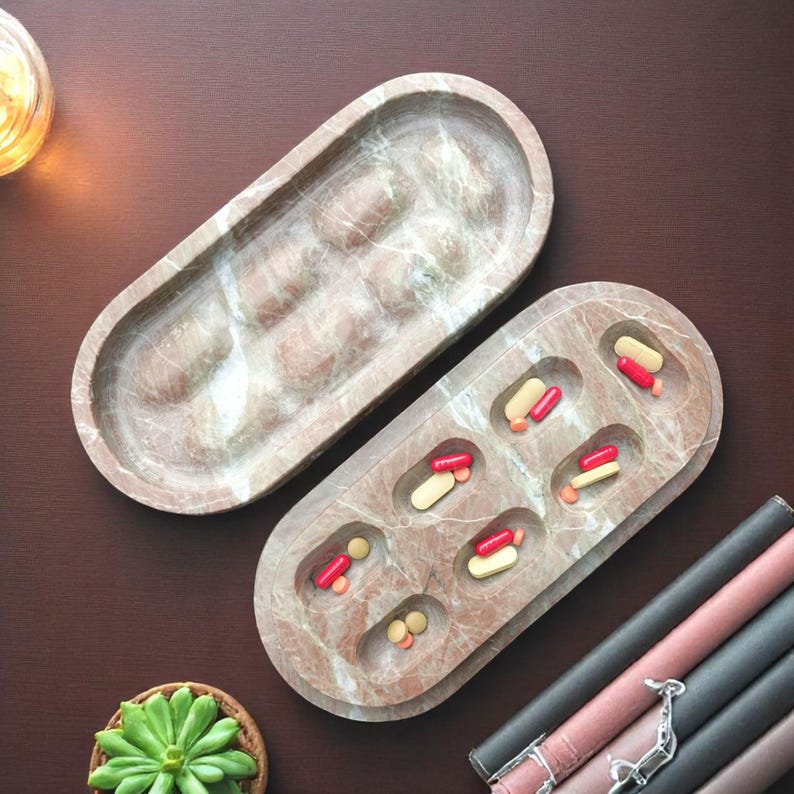 Handmade Light Pink Marble Pill Box: Seven Day Organizer - Etsy