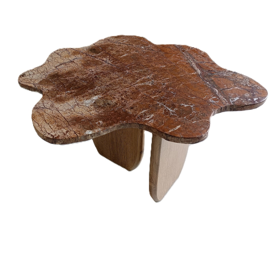 Uneven Table Top Beautiful Rainforest Brown Indian Bidasar Marble Table ...