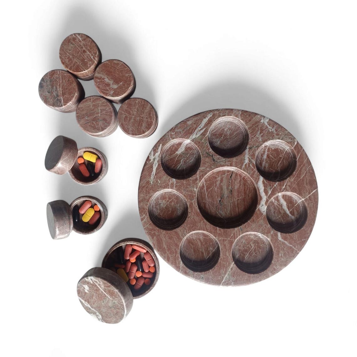 Handcarved Pink Marble 7-day Pill Organizer: Luxury Medicine Box - Etsy